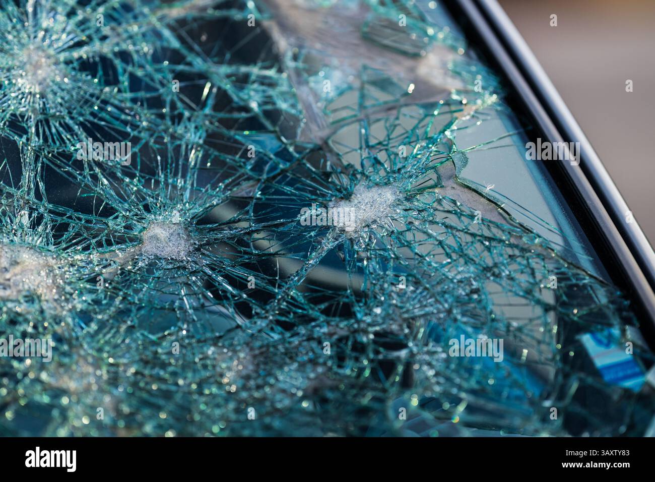Crushed front window of a small car Stock Photo - Alamy
