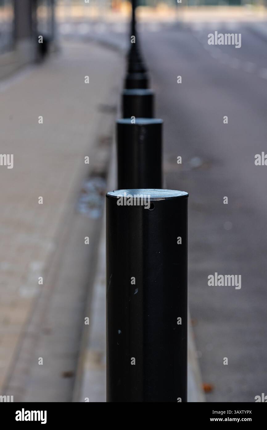 Row of concrete bollards hi-res stock photography and images - Alamy