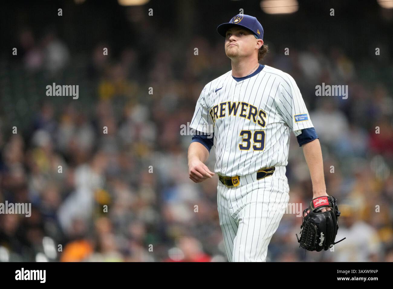 Milwaukee Brewers' Chad Patrick looks on during the fourth inning of a ...