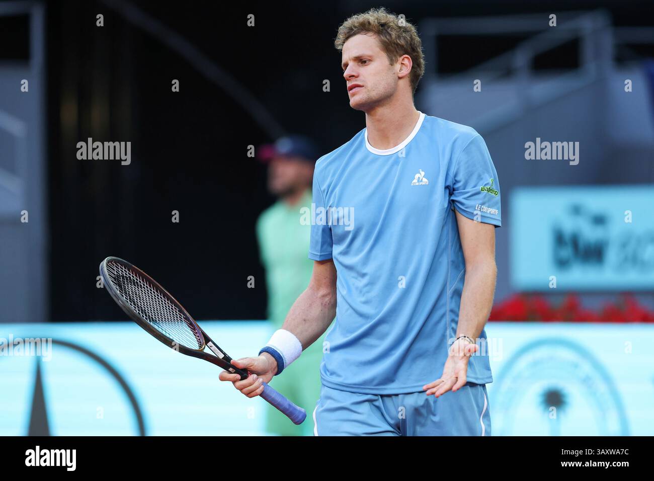 Yannick Hanfmann of Germany gestures against Hugo Gaston of France ...