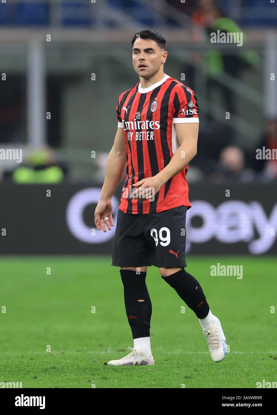 Milan, Italy. 20th Apr, 2025. Riccardo Sottil of AC Milan looks on during the AC Milan vs ...