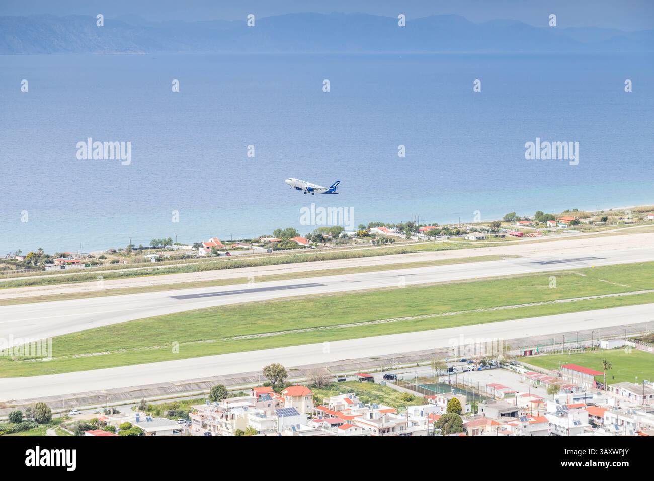 Aegean Airlines A320 seen departing Rhodes Diagoras airport, Greece on ...