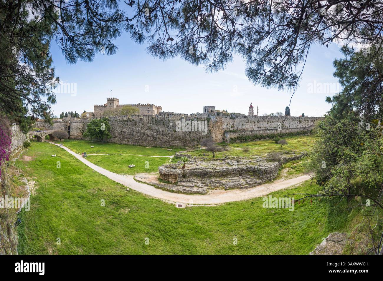 A multi image panorama of the Moat of the Palace of Grandmasters with ...