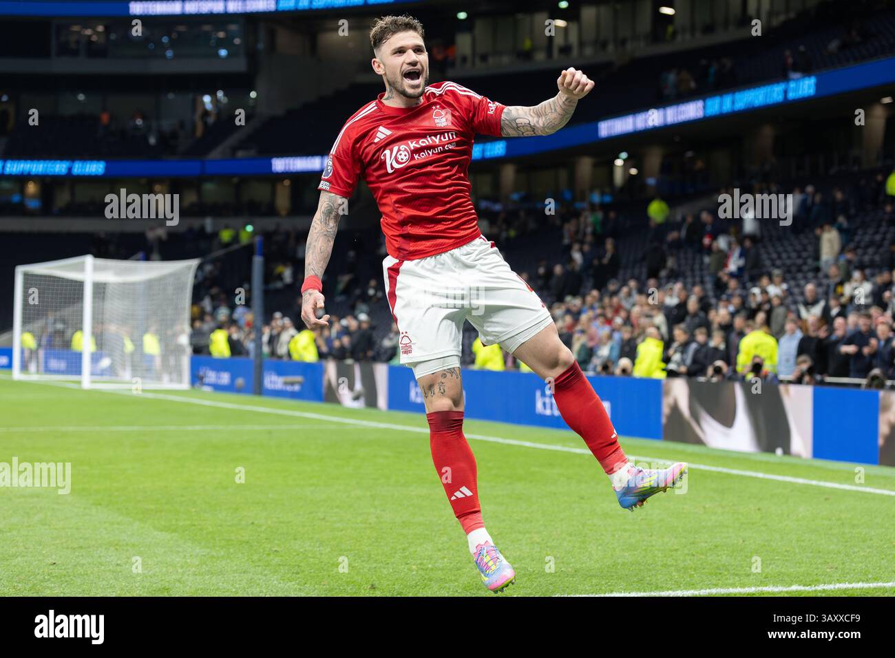 London, United Kingdom on 21 April 2025 . Morato (4) of Nottingham ...