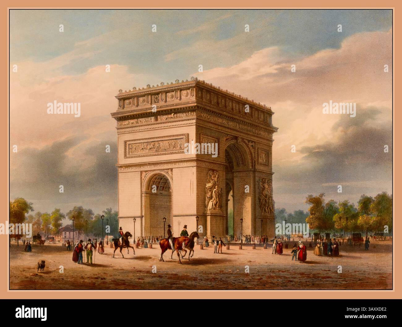 Vintage Arc de Triomphe de l'Etoile Côté de Paris illustration ...