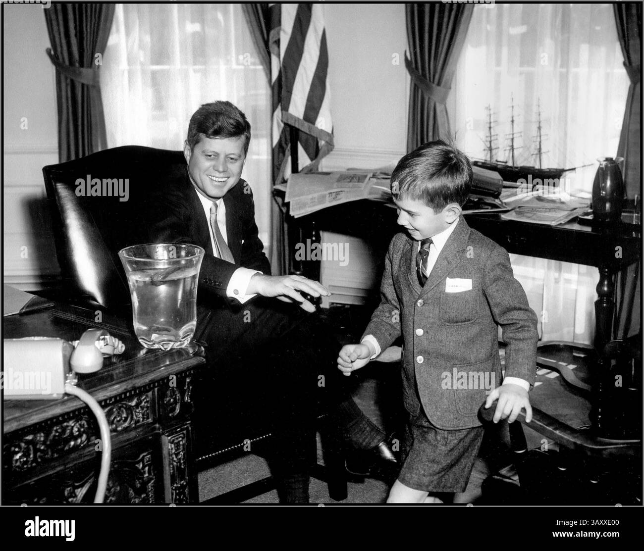 JFK President John F Kennedy with RFK Robert F Kennedy, Jr.; He ...