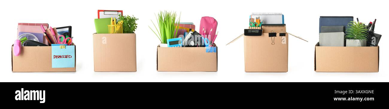 Set of personal stuff on white background. Concept of dismissal Stock ...