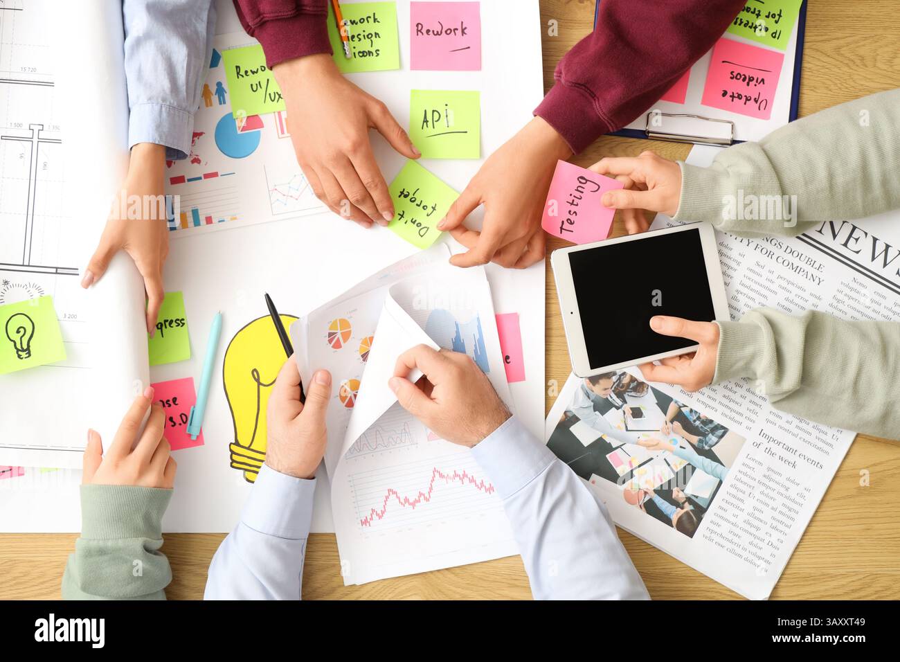 Business people working on house plan at table, top view Stock Photo ...