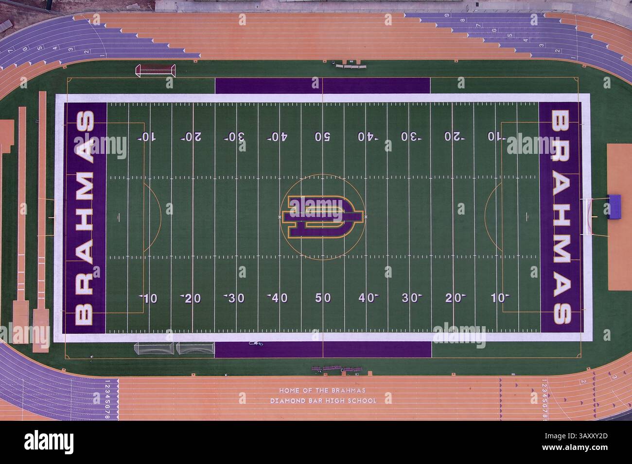 A general overall aerial view of Diamond Bar High School football field ...
