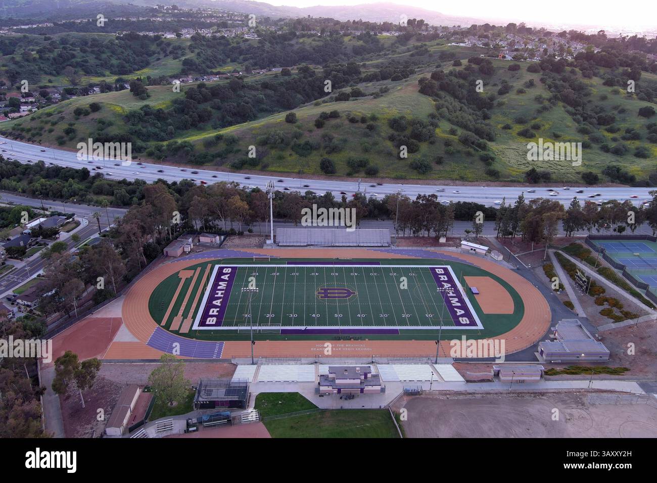 A general overall aerial view of Diamond Bar High School track and ...