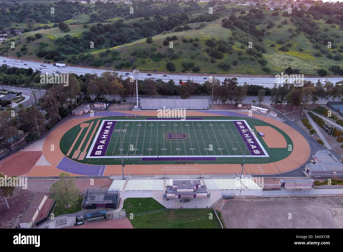 A general overall aerial view of Diamond Bar High School track and ...