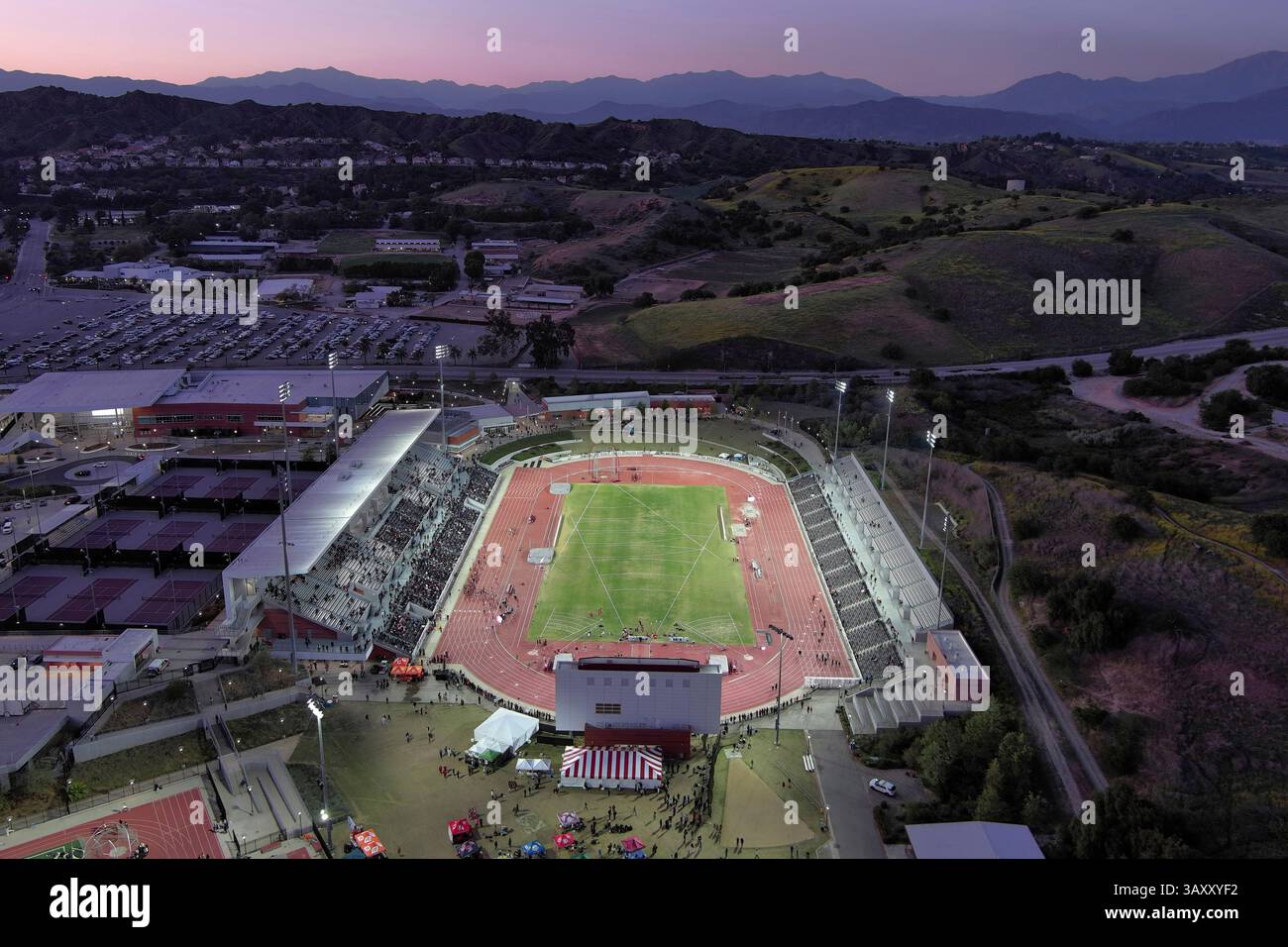 A general overall aerial view of Hilmer Lodge Stadium during the 65th ...