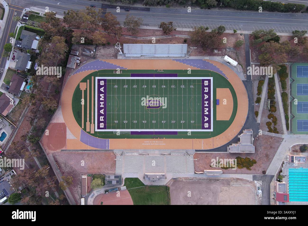A general overall aerial view of Diamond Bar High School track and ...