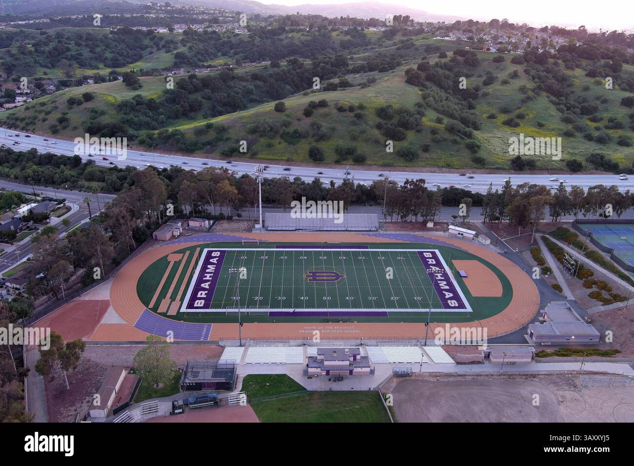 A general overall aerial view of Diamond Bar High School track and ...