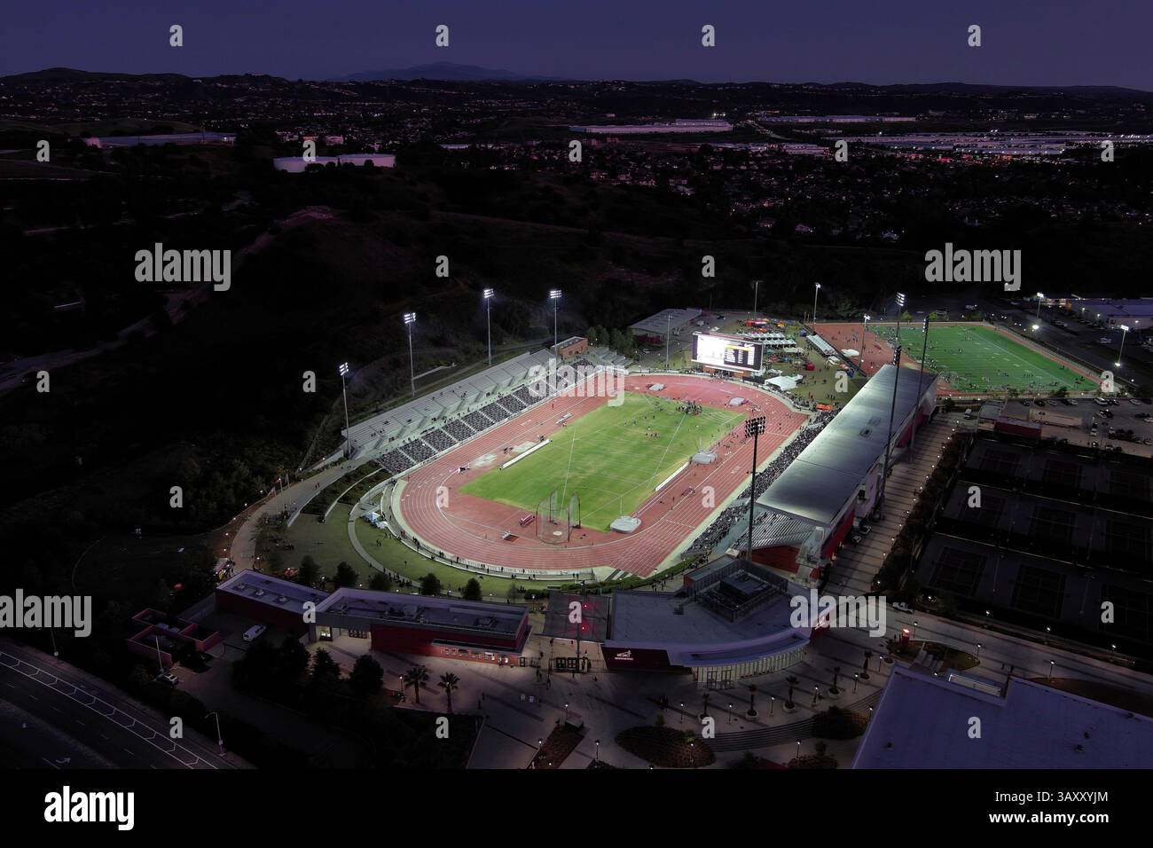 A general overall aerial view of Hilmer Lodge Stadium during the 65th ...