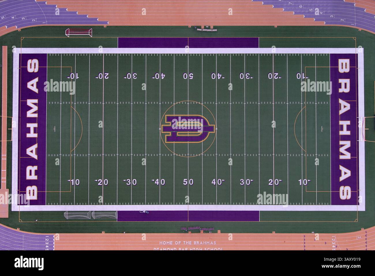 A general overall aerial view of Diamond Bar High School football field ...