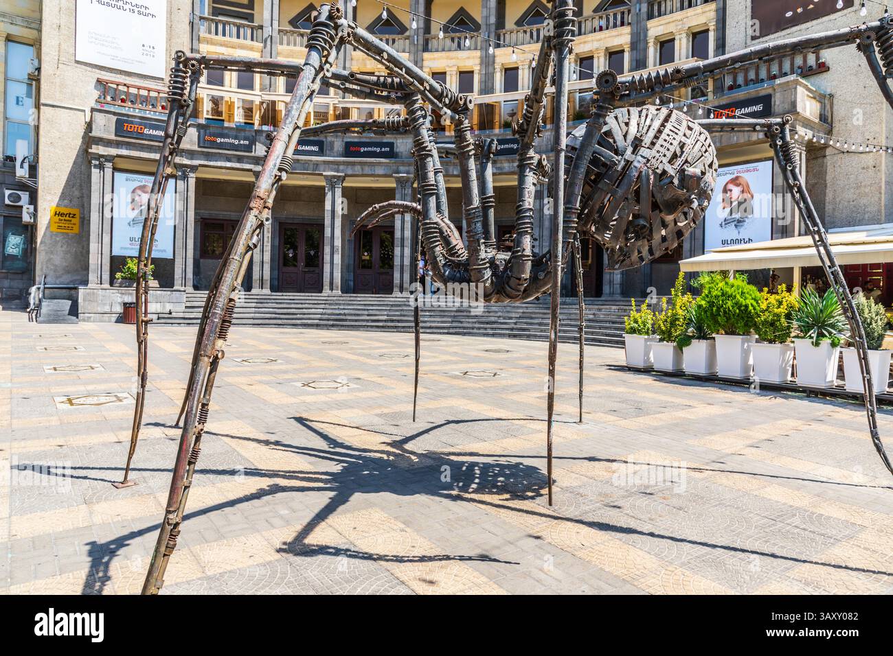 August 16, 2018. Armenia. Yerevan. Spider sculpture at Charles Aznavour ...