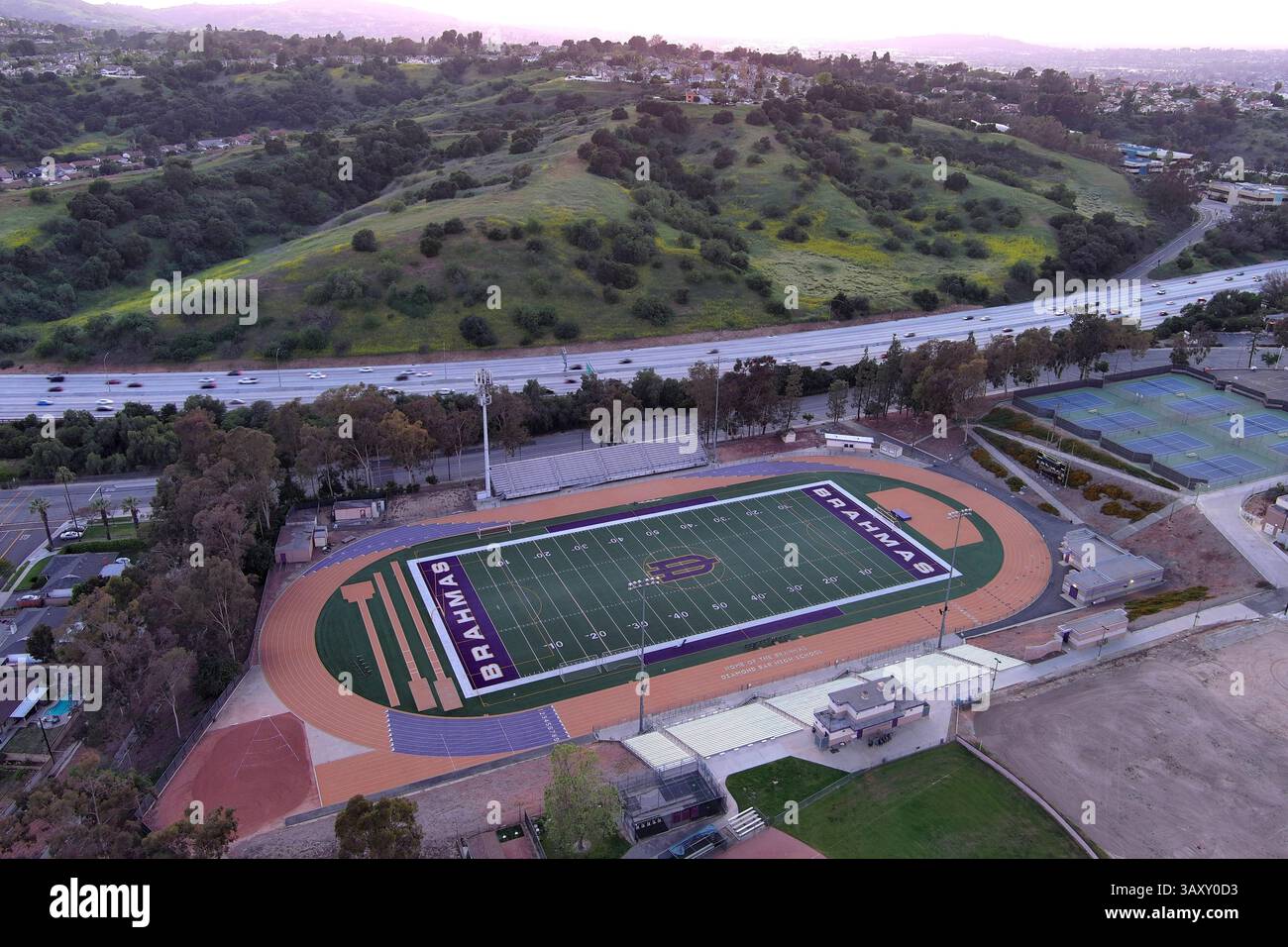 A general overall aerial view of Diamond Bar High School track and ...