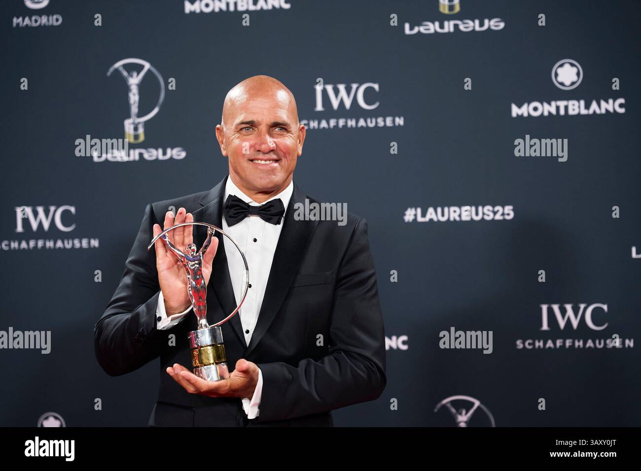 Kelly Slater poses as Winner at the 25th Anniversary Laureus World ...