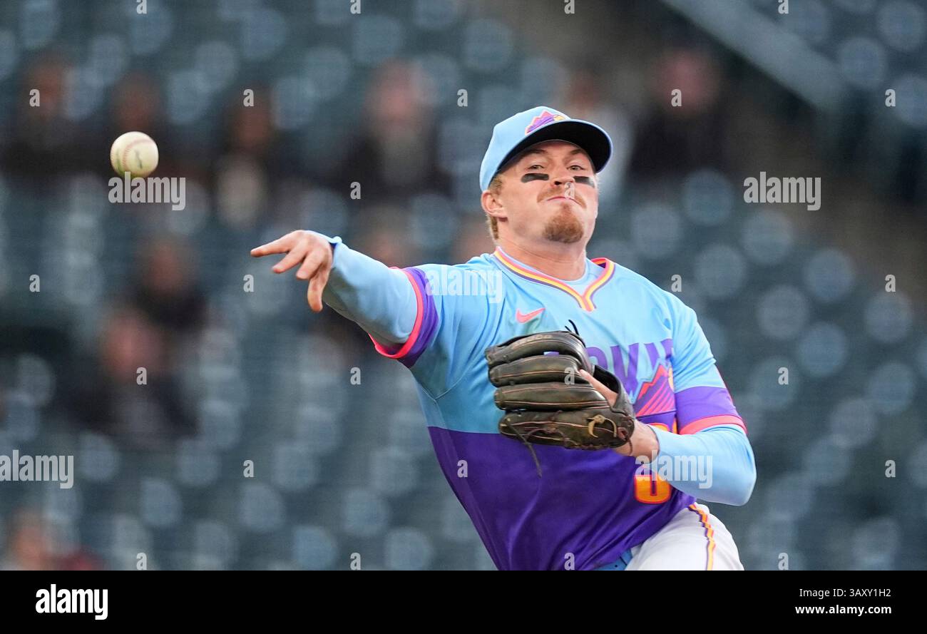 Colorado Rockies shortstop Aaron Schunk in the fourth inning of Game 2 ...