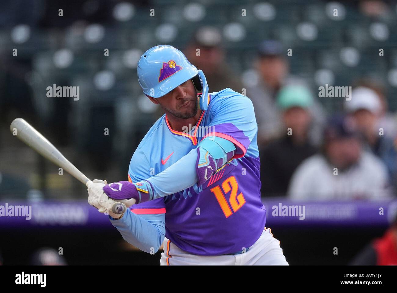 Colorado Rockies fielder Sean Bouchard (12) in the third inning of Game ...