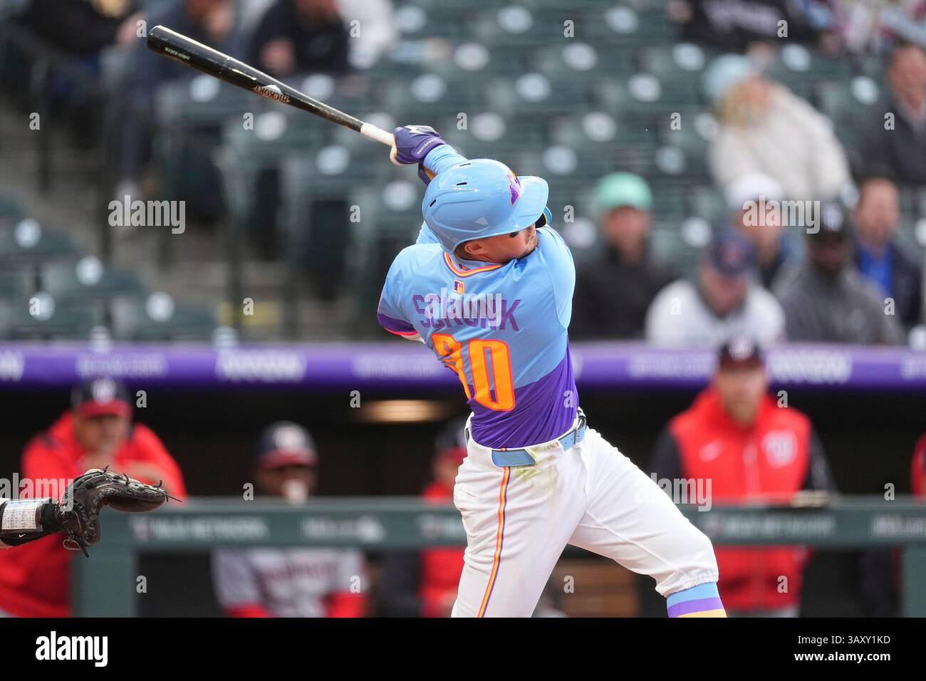 Colorado Rockies' Aaron Schunk in the second inning of Game 2 of a ...
