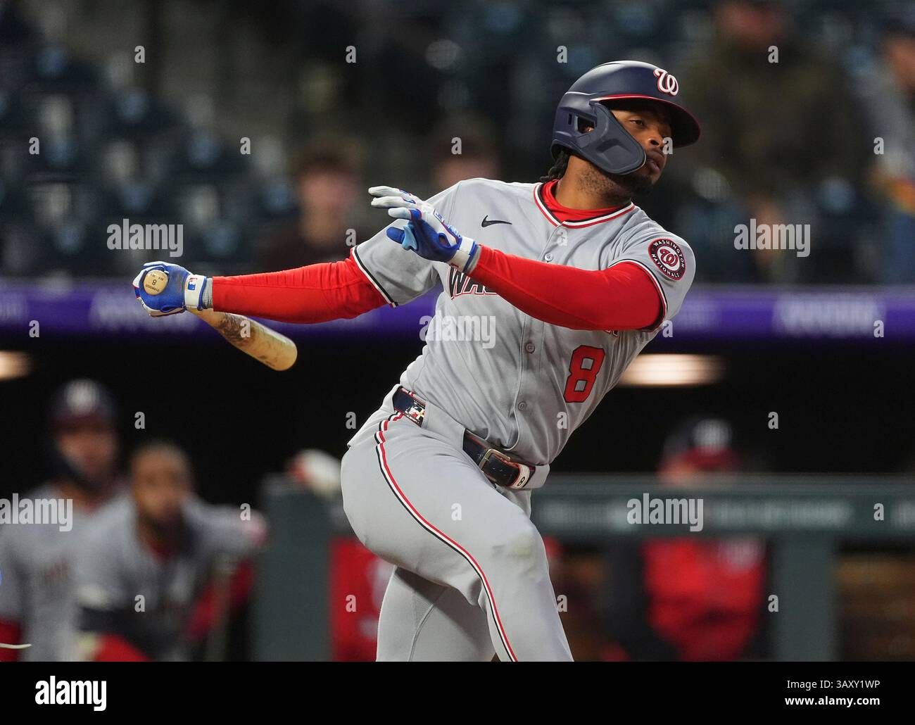 Washington Nationals third baseman José Tena (8) in the seventh inning ...