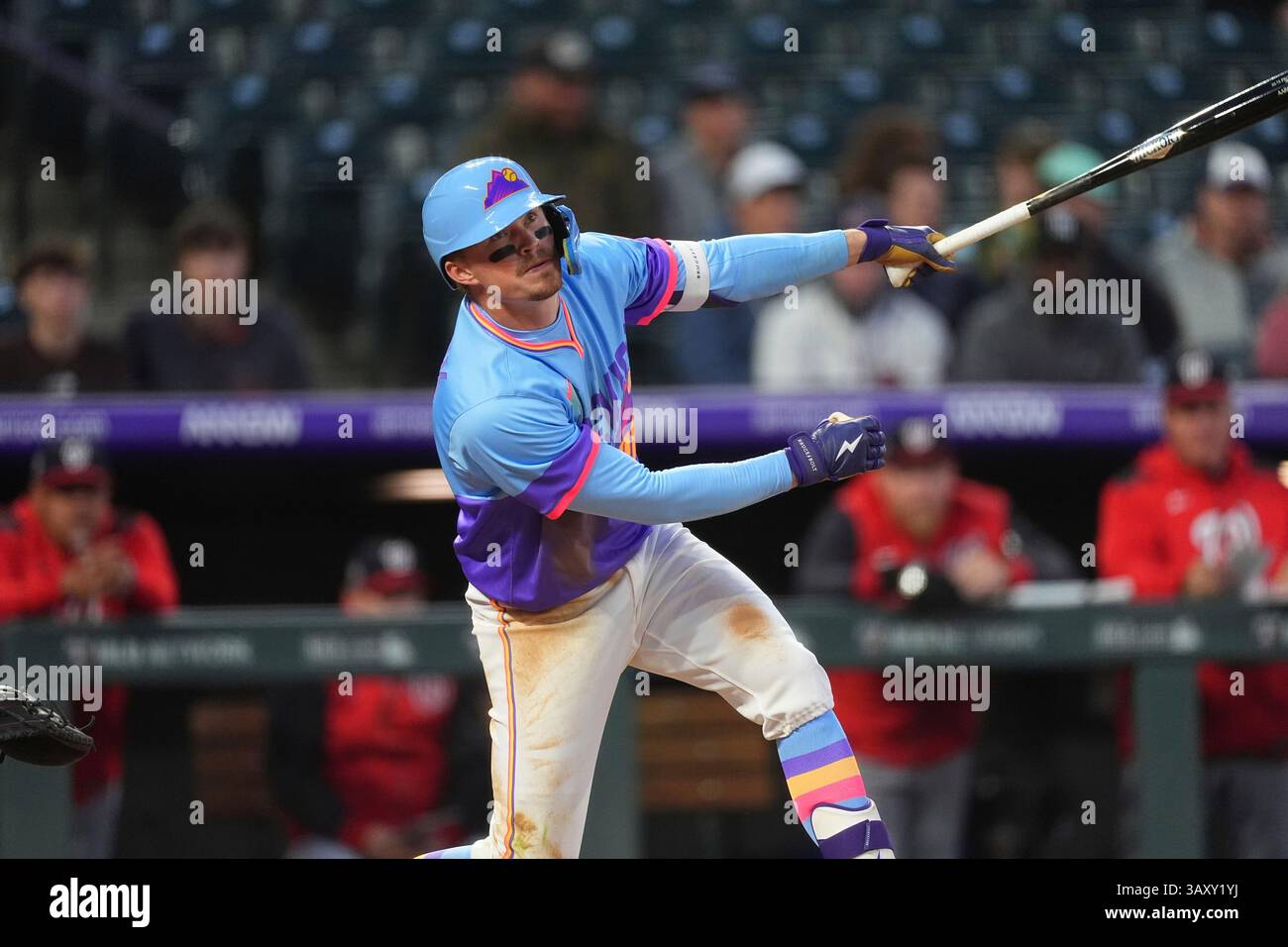 Colorado Rockies' Aaron Schunk in the sixth inning of Game 2 of a split ...
