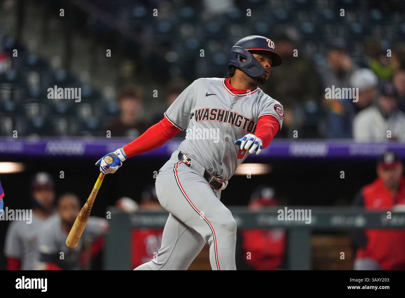 Washington Nationals third baseman José Tena (8) in the seventh inning ...