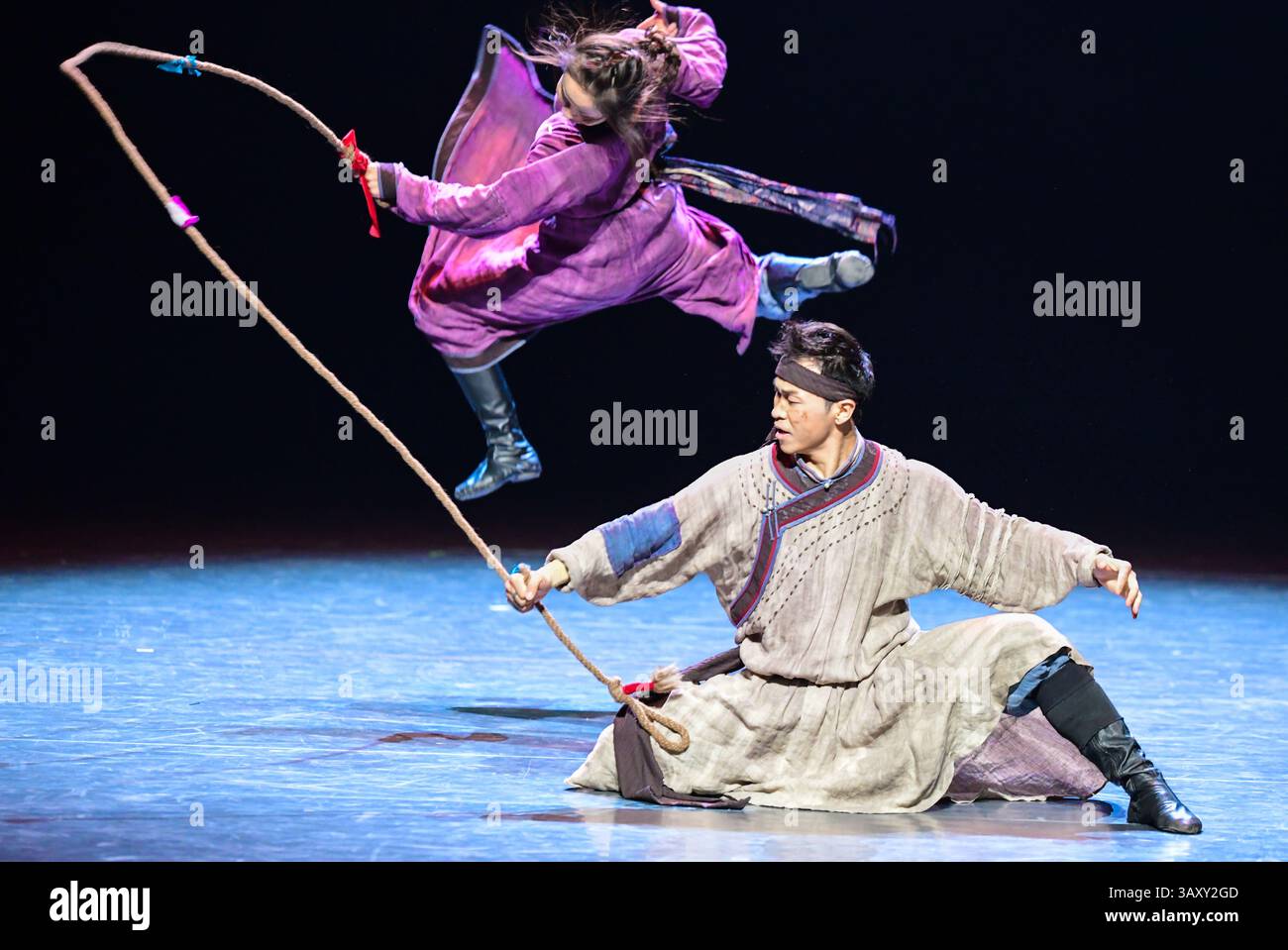 XILINGOL LEAGUE, CHINA - APRIL 21, 2025 - Actors perform dance in ...