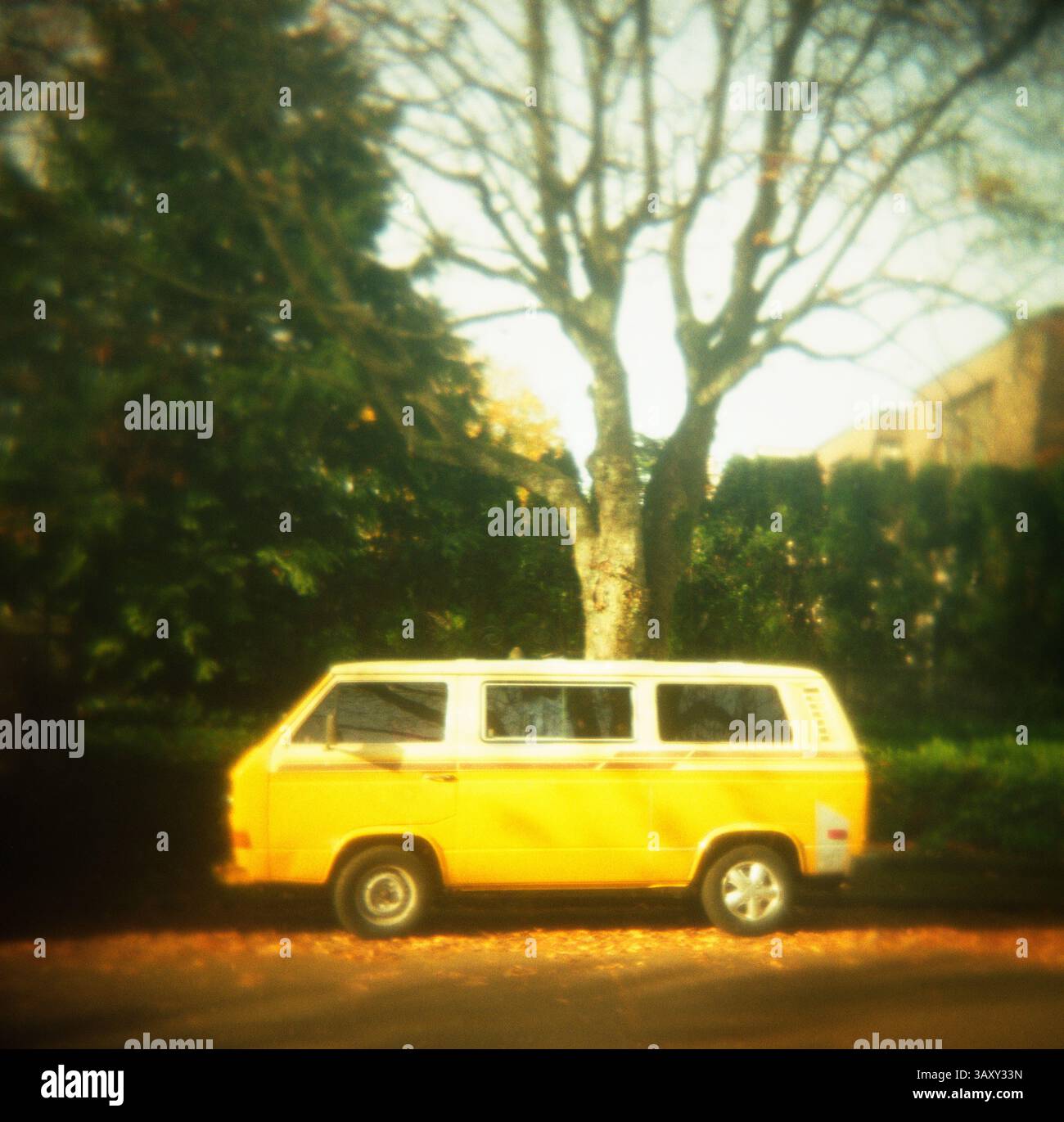 Old fashioned yellow van on Capital Hill, Seattle, Washington Stock ...