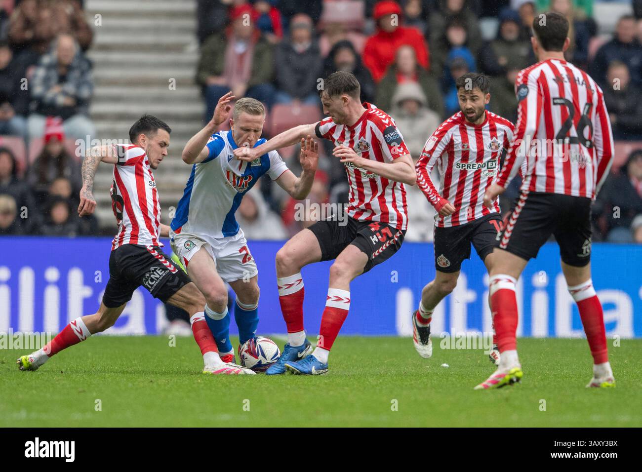 Sunderland on Monday 21st April 2025. Sunderland's Joe Anderson goes in ...