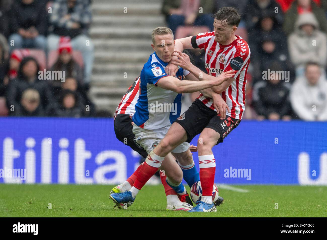 Sunderland on Monday 21st April 2025. Sunderland's Joe Anderson goes in ...