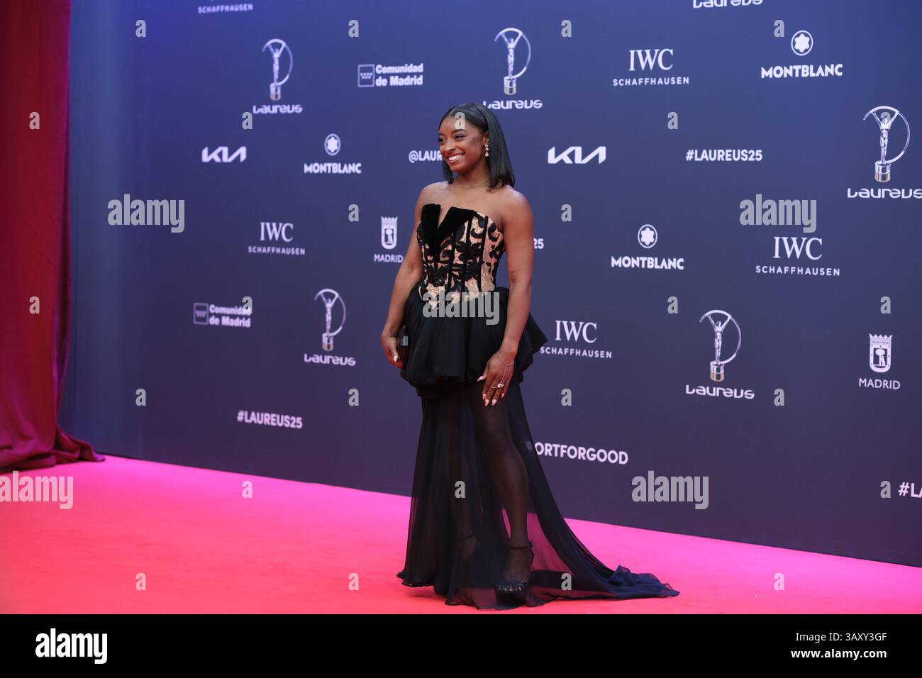Madrid, Spain. 21st Apr, 2025. Simone Biles poses at the Laureus World ...