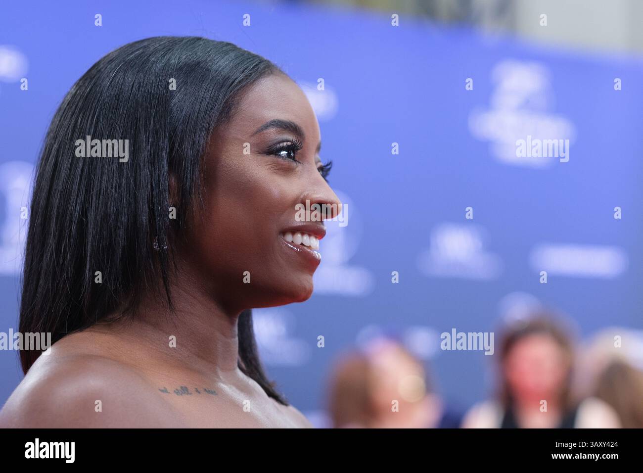 Madrid, Spain. 21st Apr, 2025. Simone Biles poses at the Laureus World ...