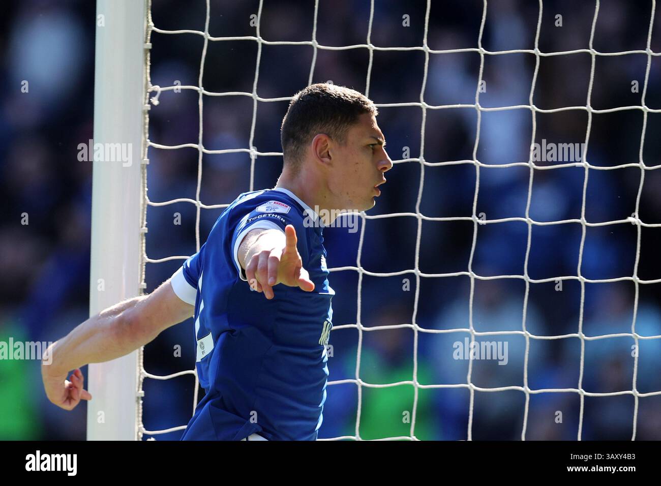 Cardiff, UK. 21st Apr, 2025. Yousef Salech of Cardiff city celebrates ...