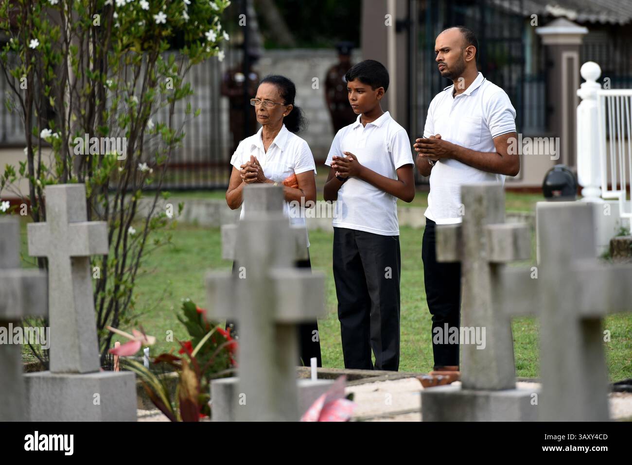 April 21, 2025, Negombo, Western, Sri Lanka: Family members mourning ...