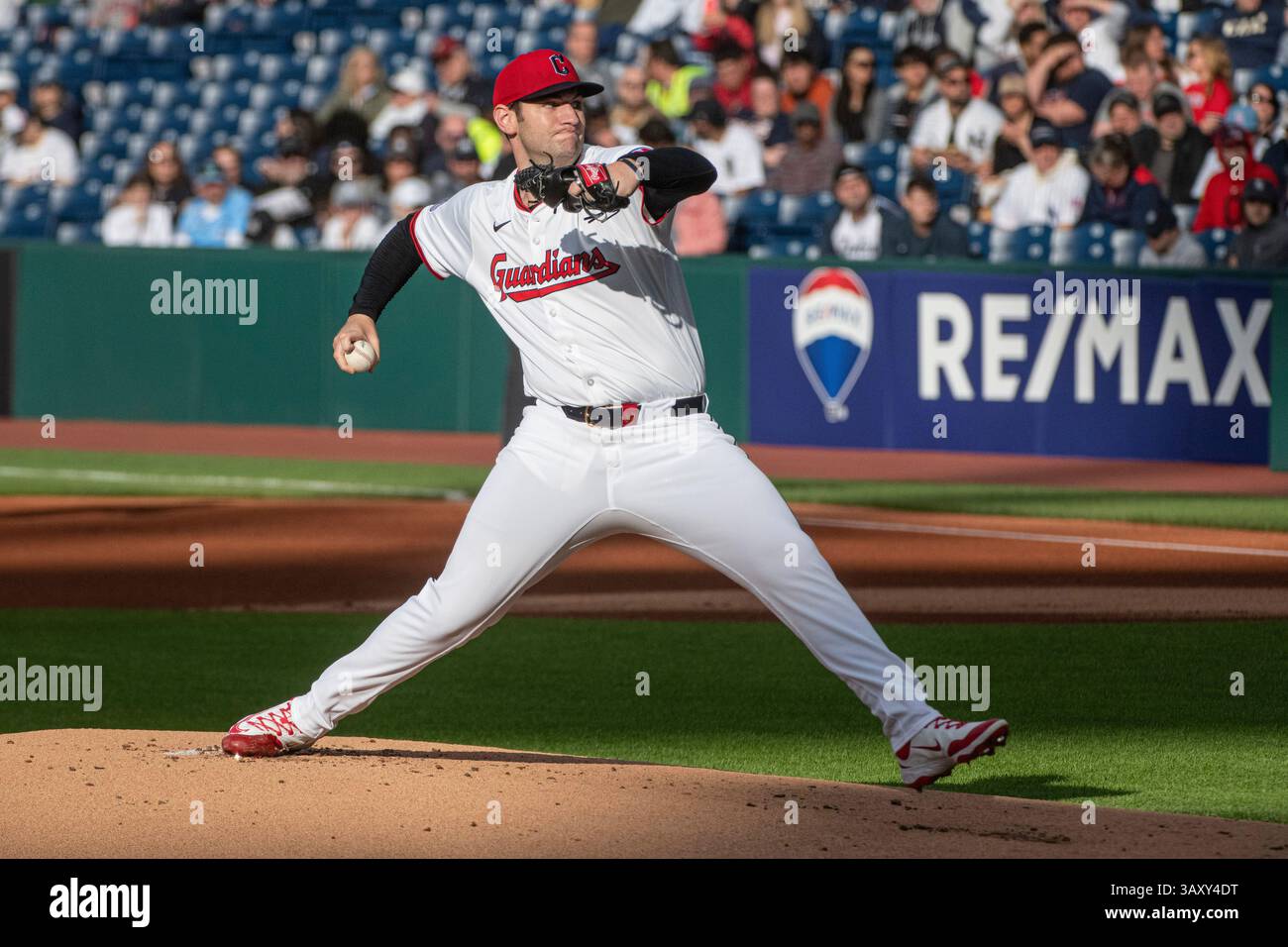 Cleveland Guardians starting pitcher Gavin Williams delivers against ...