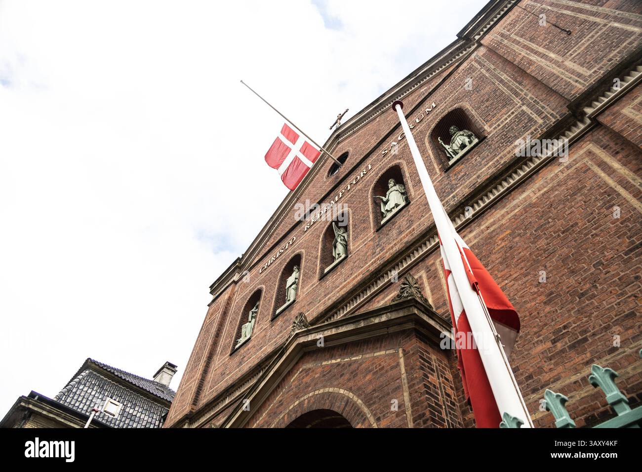 The Danish flag flies at half-mast following the death of Pope Francis ...