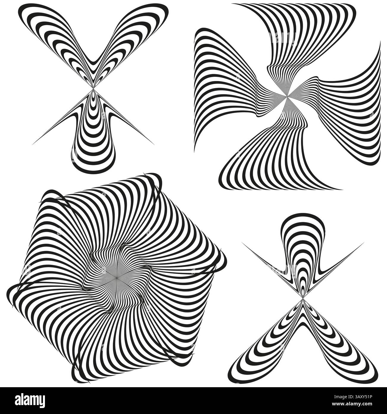 Spiral stripe shape. Abstract vortex figure. Optical illusion curve ...