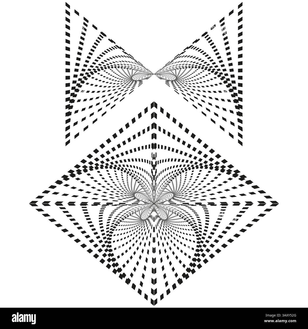 Diamond illusion icon. Pattern radiate shape. Optical perspective ...