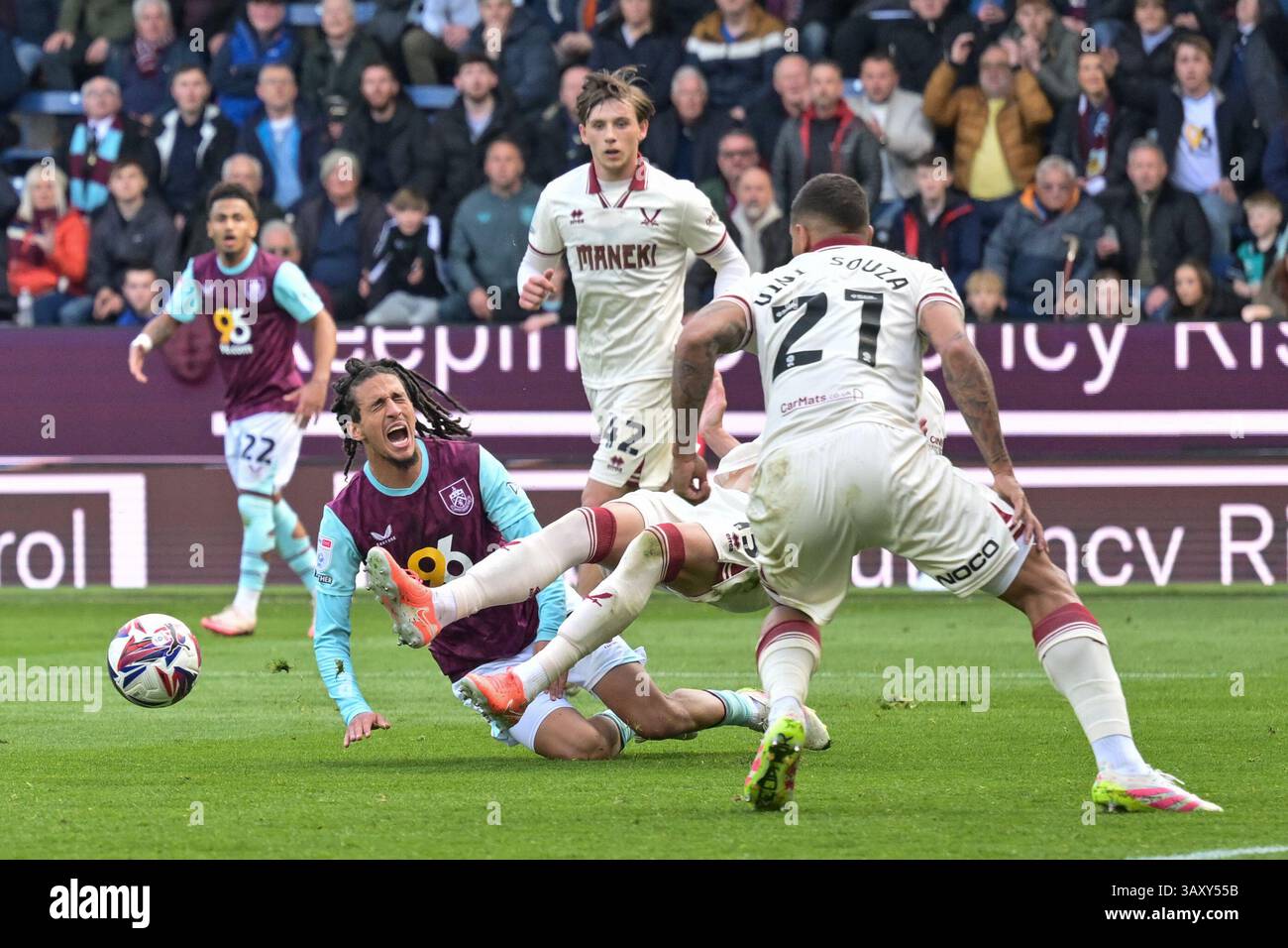 Turf Moor, Burnley, Lancashire, UK. 21st Apr, 2025. EFL Championship ...