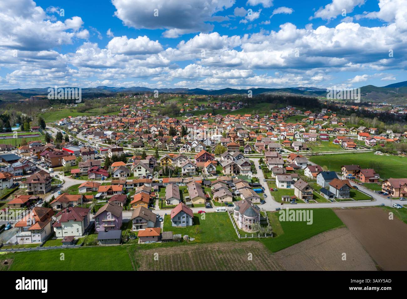 Aerial view district buildings in hi-res stock photography and images ...