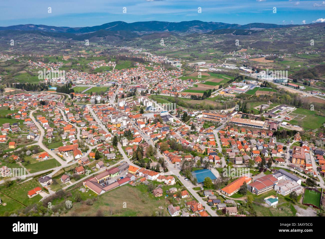 Panoramic drone view small community hi-res stock photography and ...