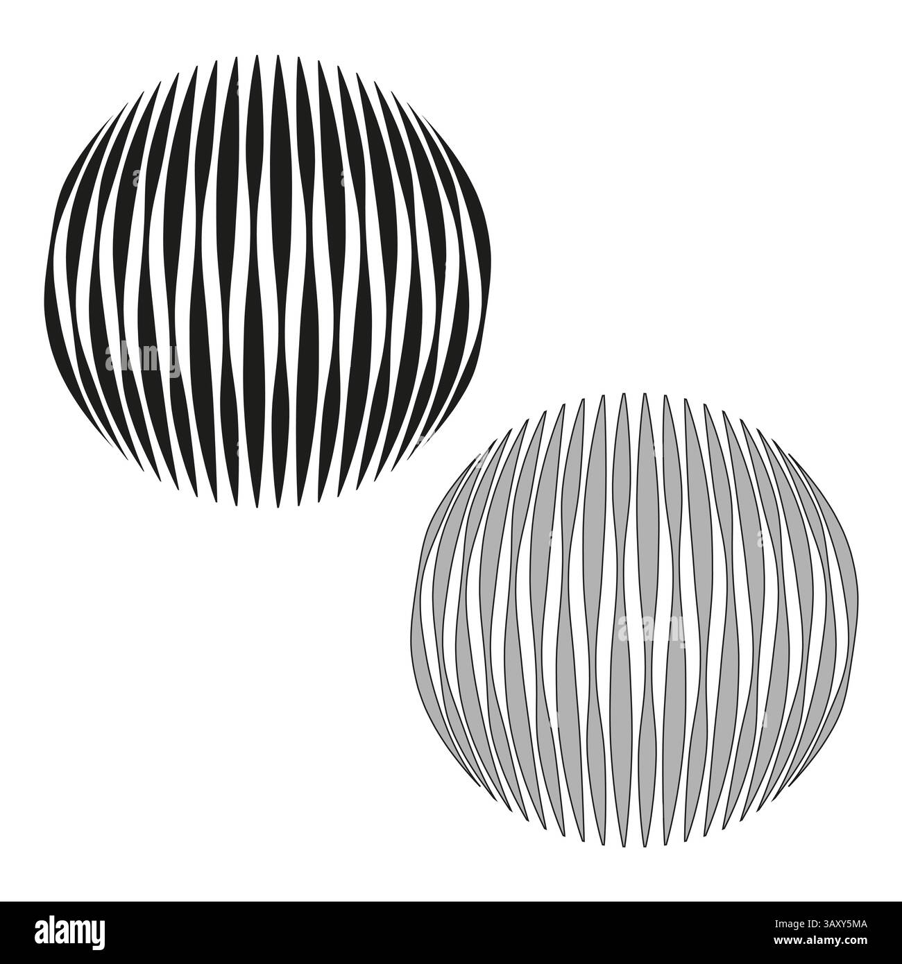 Abstract oval shape. Black optical illusion. Gray curved structure ...