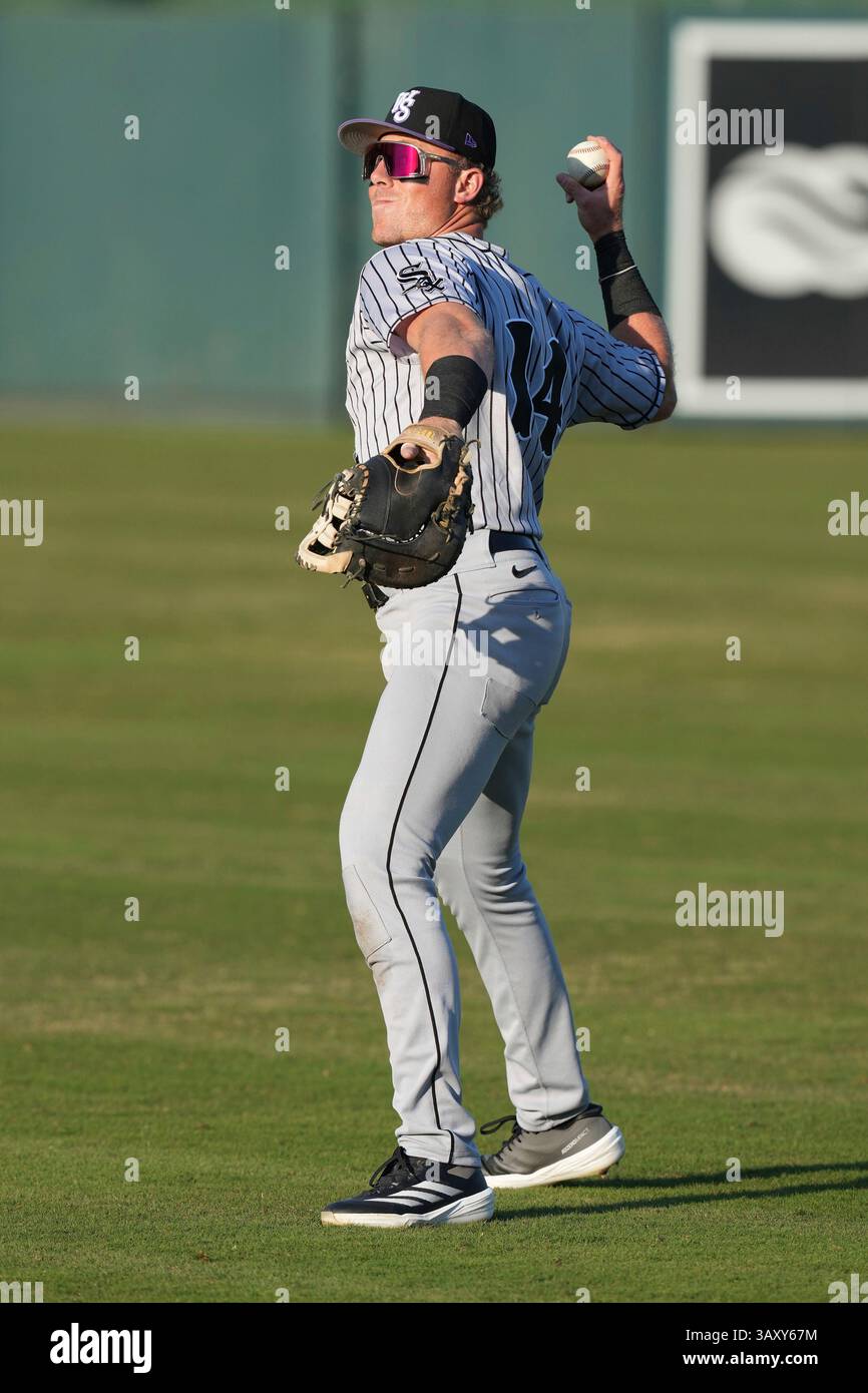 Ryan Galanie (14) of the Winston-Salem Dash warms up before a South ...