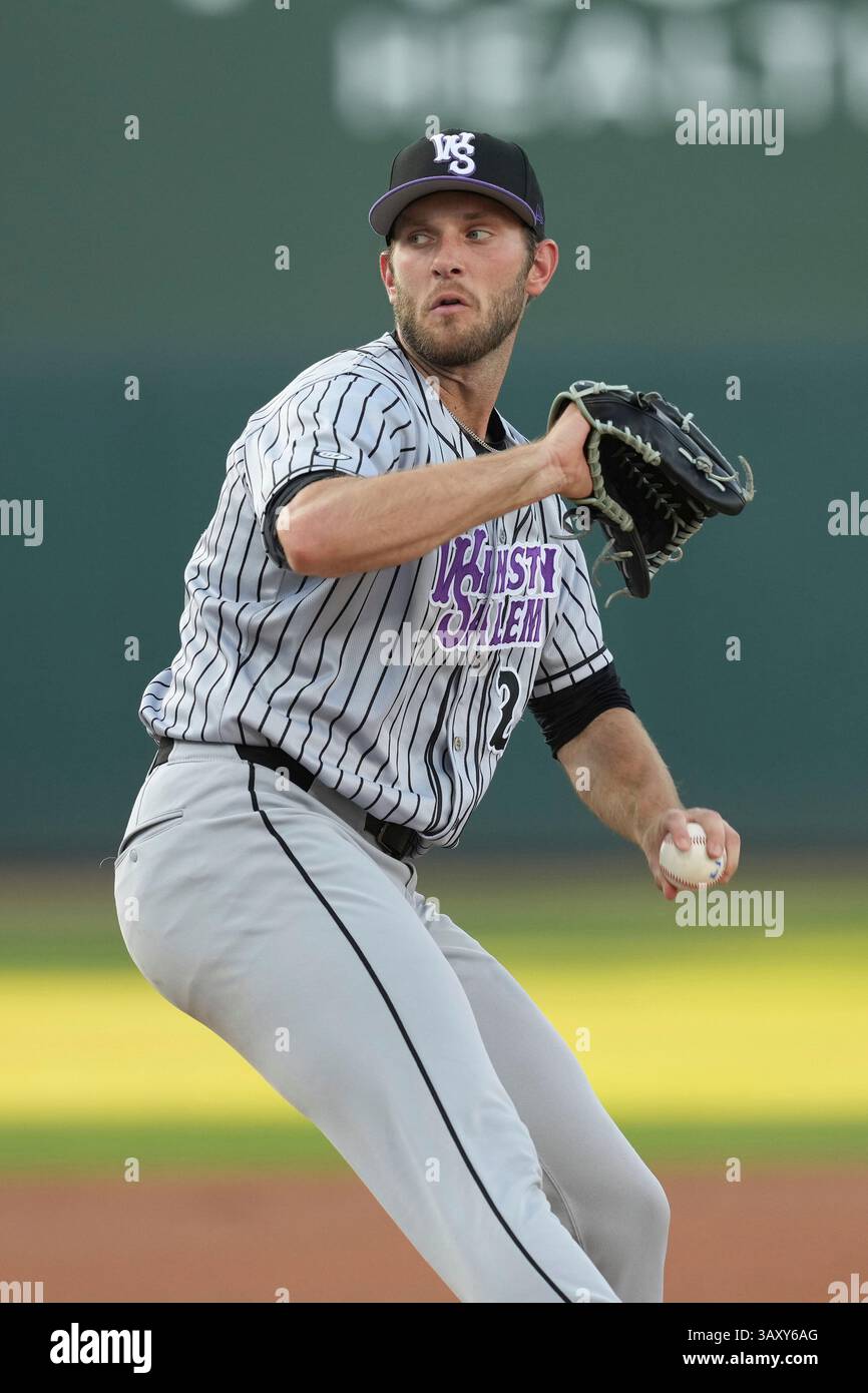 Shane Murphy (20) of the Winston-Salem Dash delivers a pitch in a South ...
