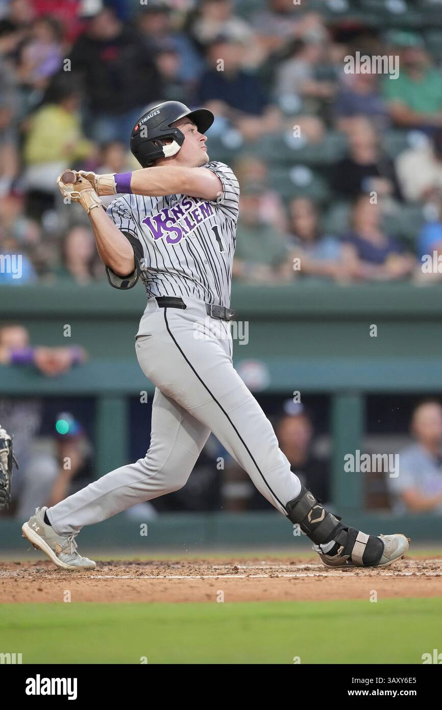 Sam Antonacci (1) of the Winston-Salem Dash at bat in a South Atlantic ...