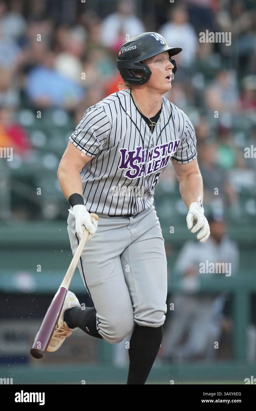 Caden Connor (5) of the Winston-Salem Dash at bat in a South Atlantic ...