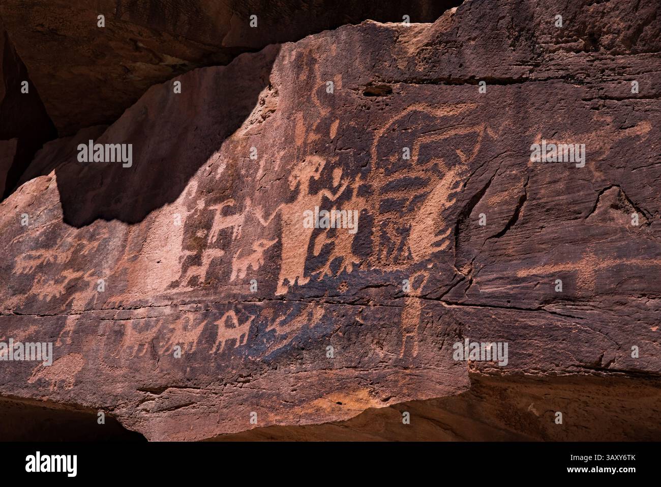 Images of ancient petroglyphs and pictographs in Nine Mile Canyon. Rock ...